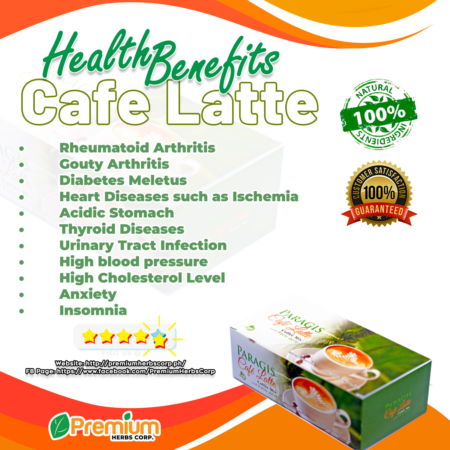 Authentic PARAGIS CAFE LATTE Instant Brewed 10 in 1 Coffee beans ground ...