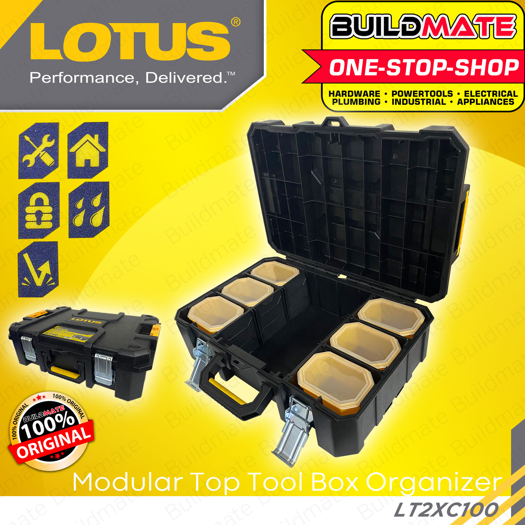 BUILDMATE Lotus X-Connect2 Modular Top Tool Box Organizer Safe Storage ...
