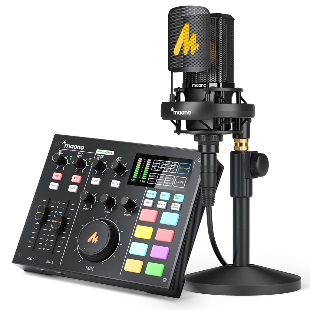 MAONO AU-AM100 Professional Audio Interface Sound Card Mixer Recording ...