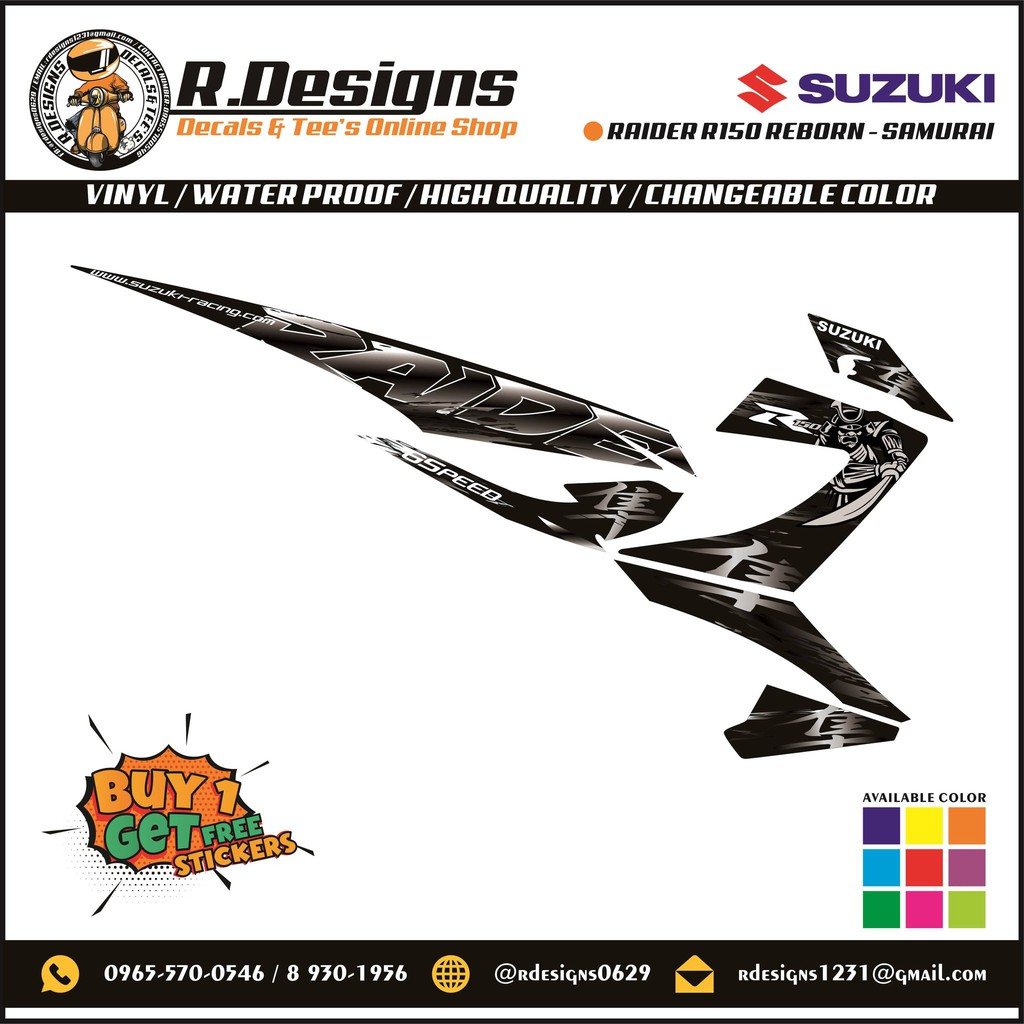 Suzuki Raider R150 Reborn Body Decals Sticker - Samurai Black | Lazada PH