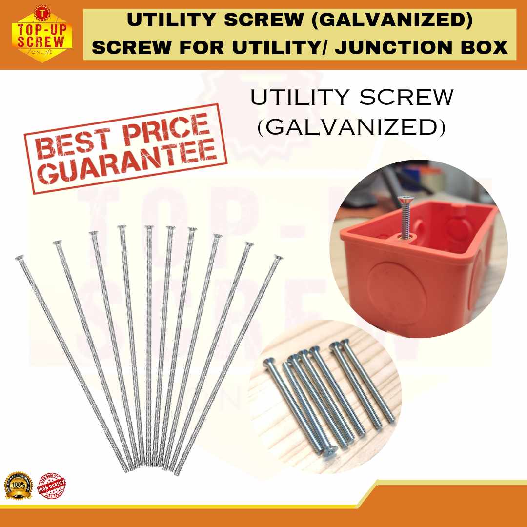 (50PCS) Utility Screw Galvanized | Screw for Utility box/ Junction Box ...