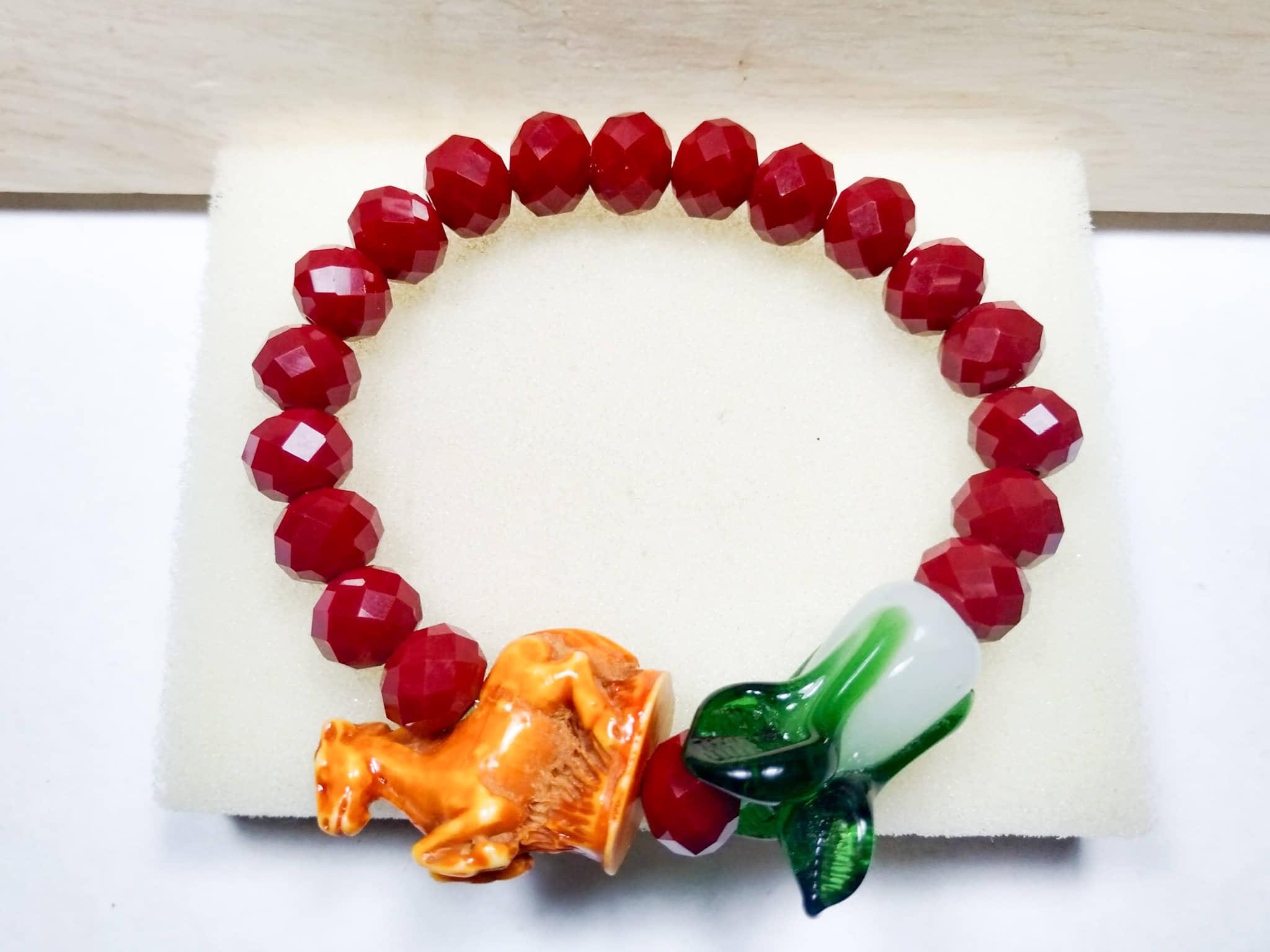 (HORSE), Red Crystal Lucky Charm Bracelet w/ pechay, Year of the RABBIT ...