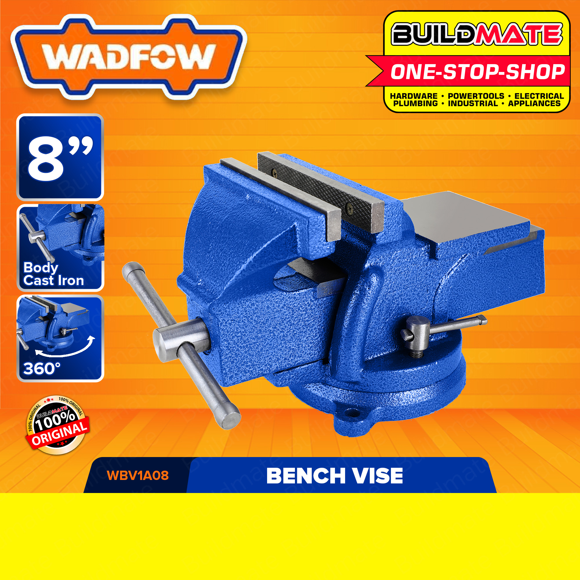 WADFOW Bench Vice 200mm 8" Inch Cast Iron Bench Vise WBV1A08 ...