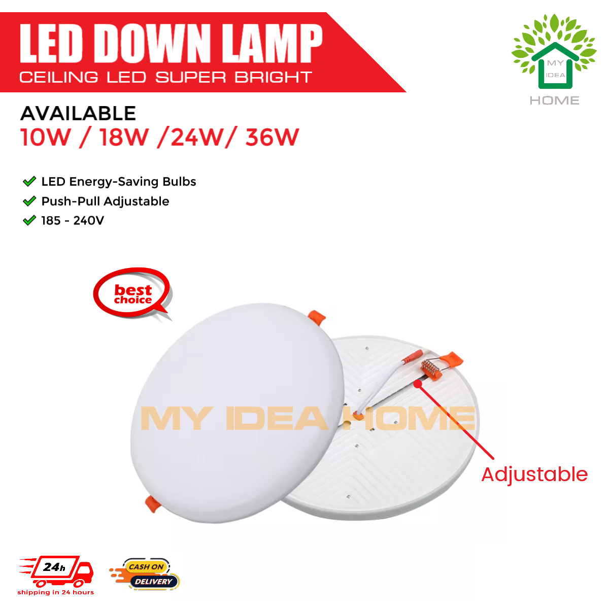 LED Down Lamp Ultra-Thin Adjustable 10W/18W/24W/36W Frameless Panel ...