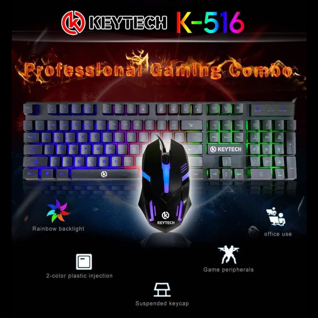 [ HB ] KEYTECH K-516 LED Rainbow Color LED Backlight USB Gaming ...
