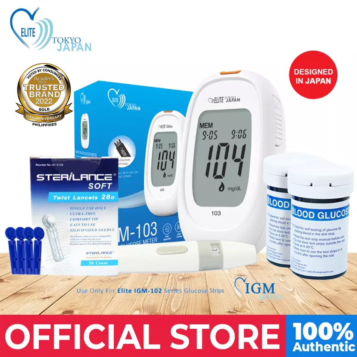 Indoplas Elite Tokyo Japan Blood Glucose Meter Glucometer Monitoring ...