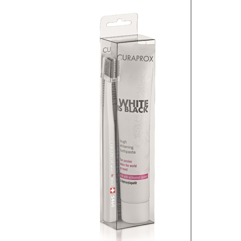 CURAPROX Black is White set with CS 5460 UltraSoft toothbrush Whitening ...