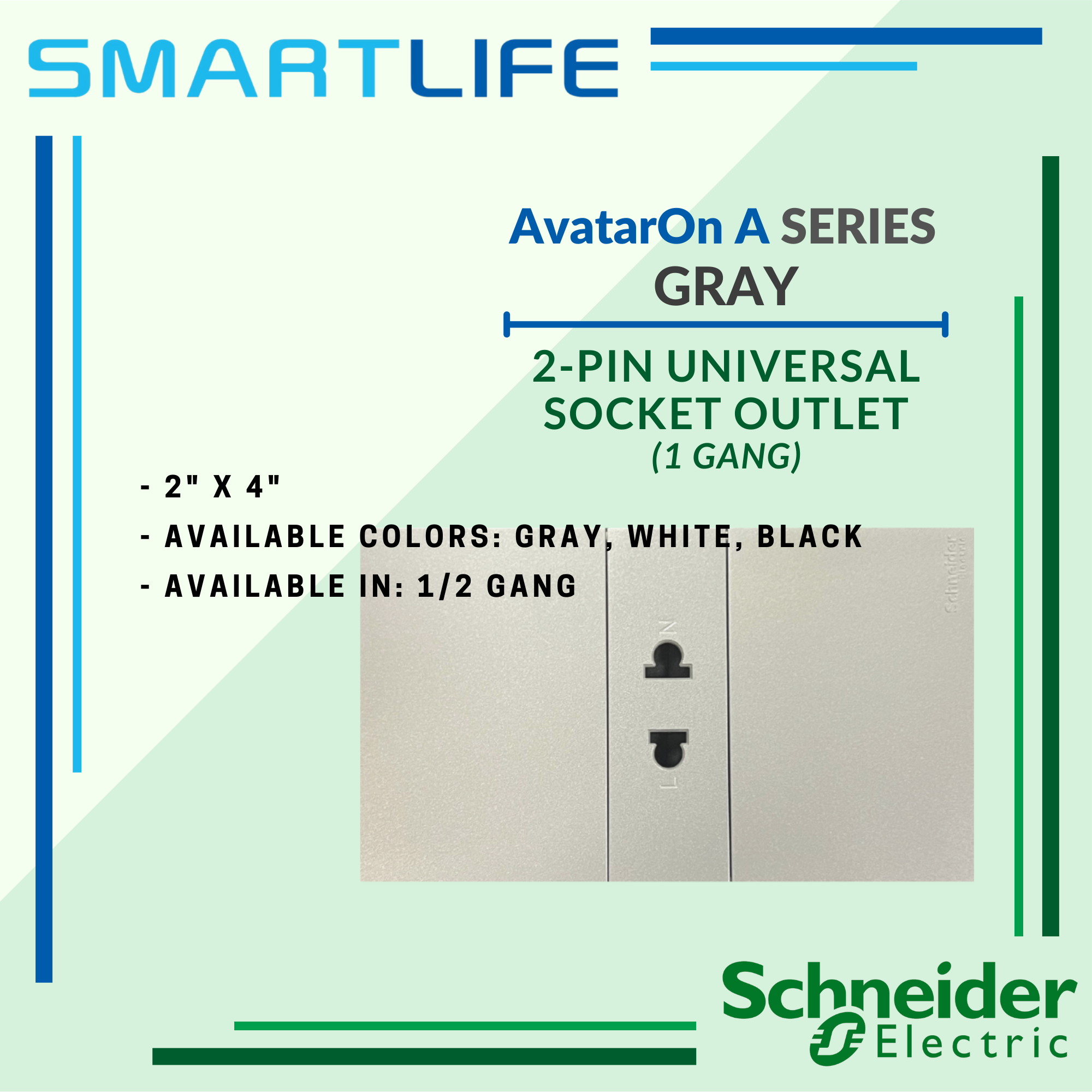 Schneider AvatarOn A 2"x4" 16A 250V Simplex (1 Gang) / Duplex (2 Gang ...