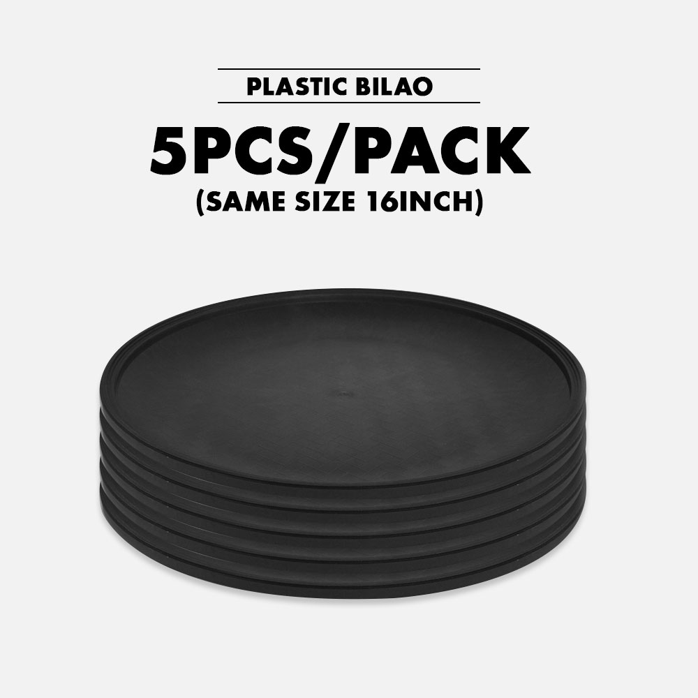 Plastic Black Bilao Reusable Food Grade Plastic Round Tray Storage 5PCS ...