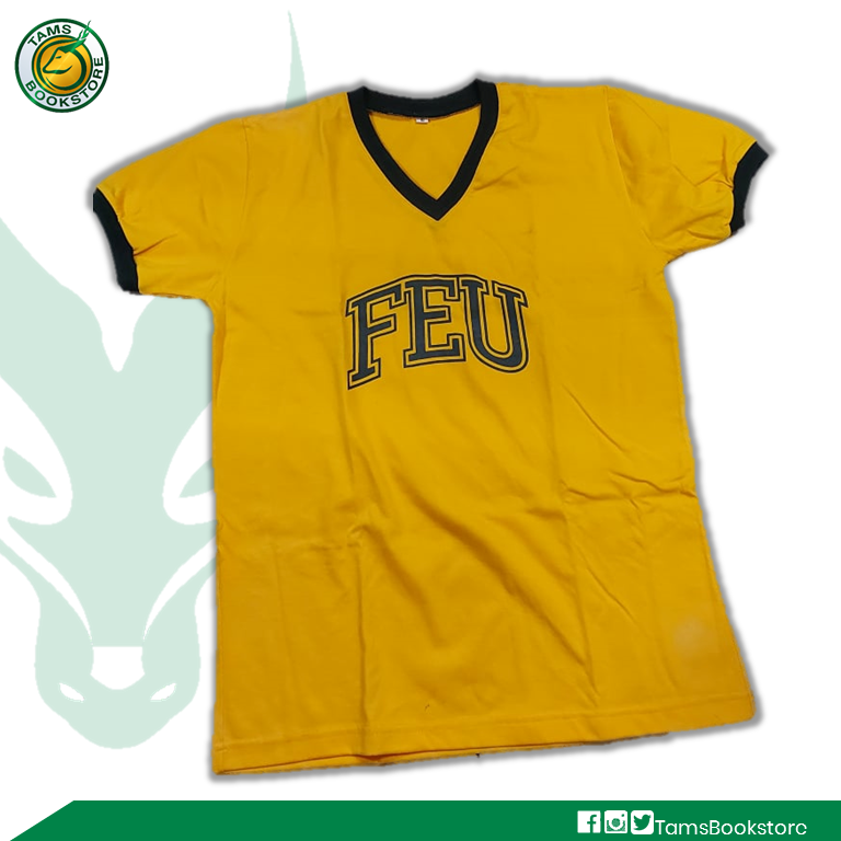 FEU Yellow V-Neck Tee | Far Eastern University | Lazada PH