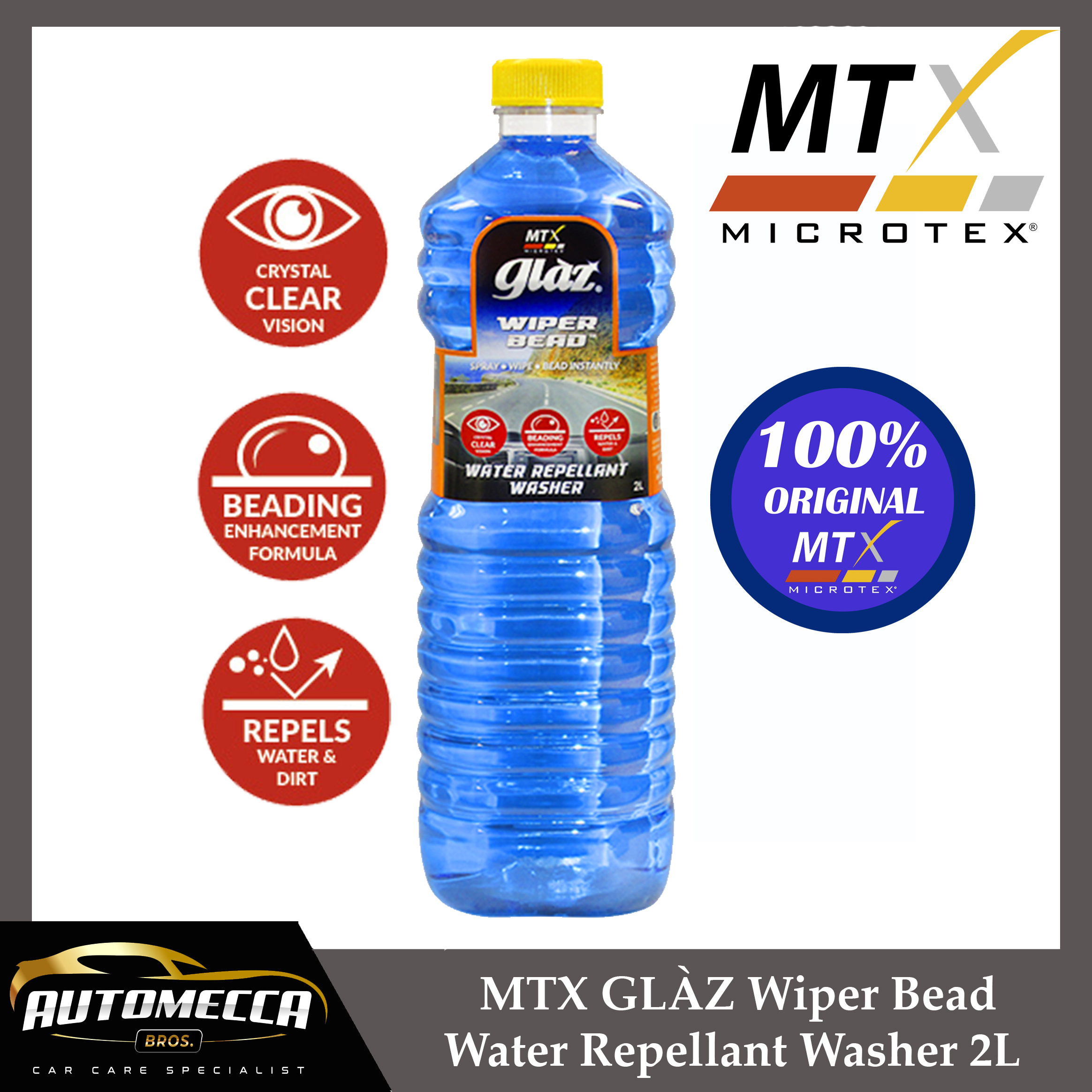 MTX GLAZ Wiper Bead Concentrate 2 Liters - Water Repellant Windscreen ...
