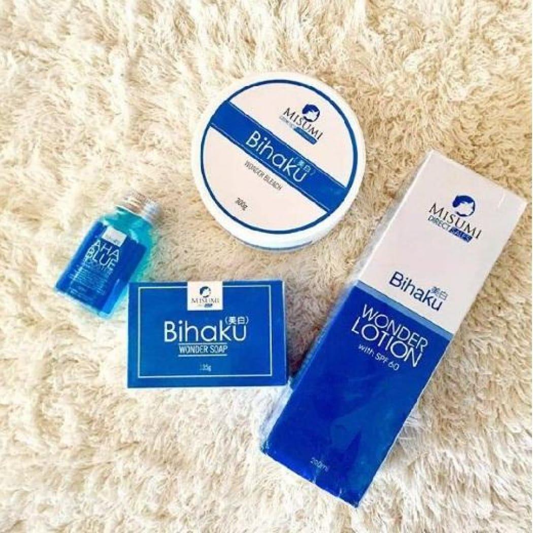 Misumi Bihaku Whitening Set (Bleach, Lotion, Soap, AHA Blue Booster ...