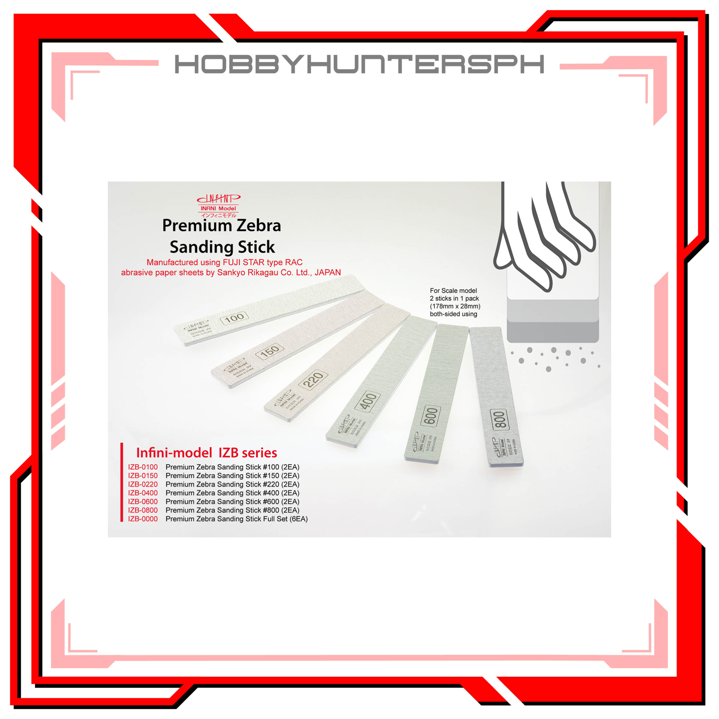 Infini Model: IZB Series Premium Zebra Soft Sanding Stick (Sankyo) 100 ...