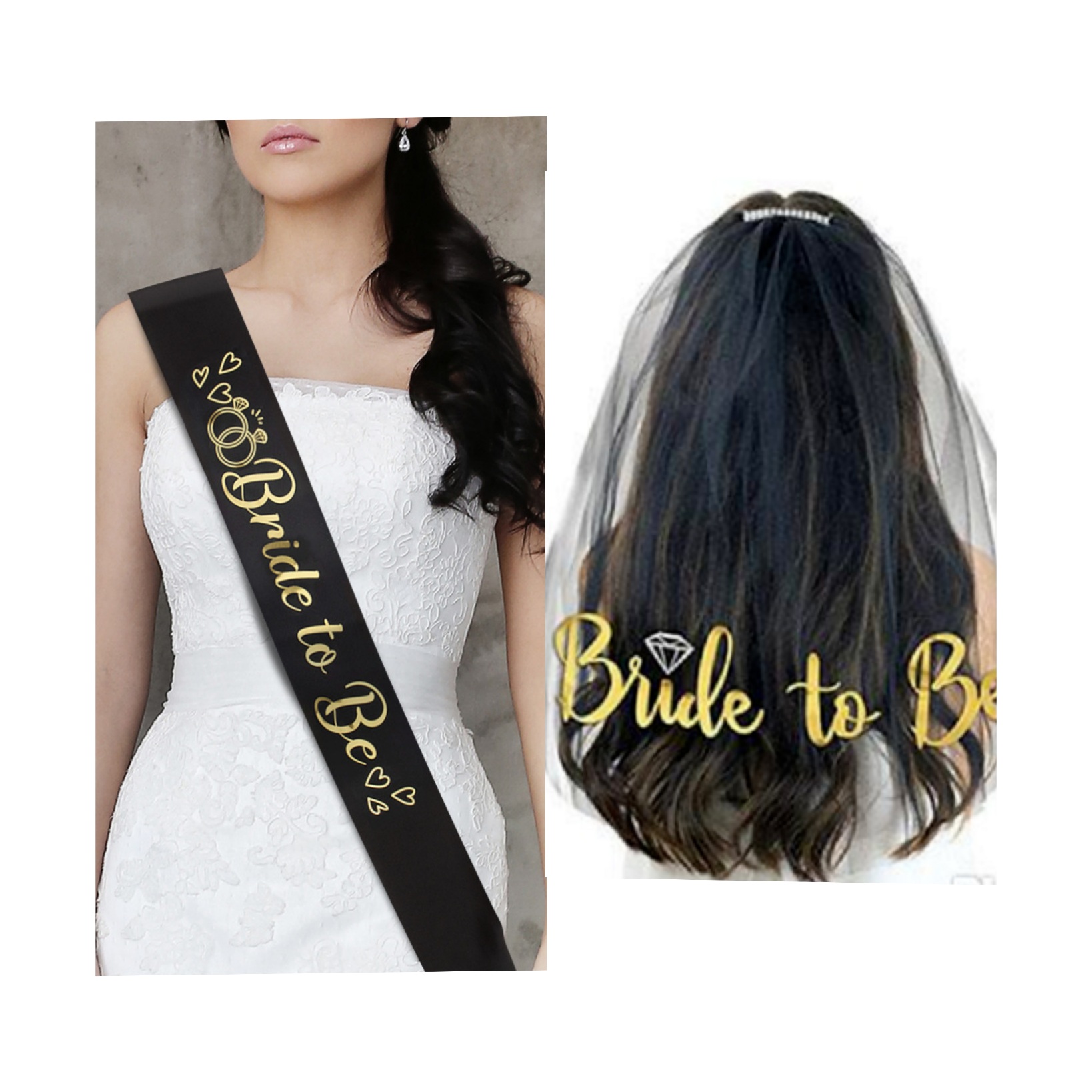 D226 Bride Sash Headband Set Groom Team Bride Sash Tattoo Sticker ...