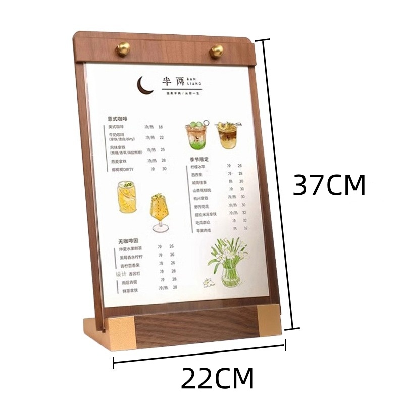 A4 Restaurant Menu Display Board Wooden Desktop Display Billboard Milk ...