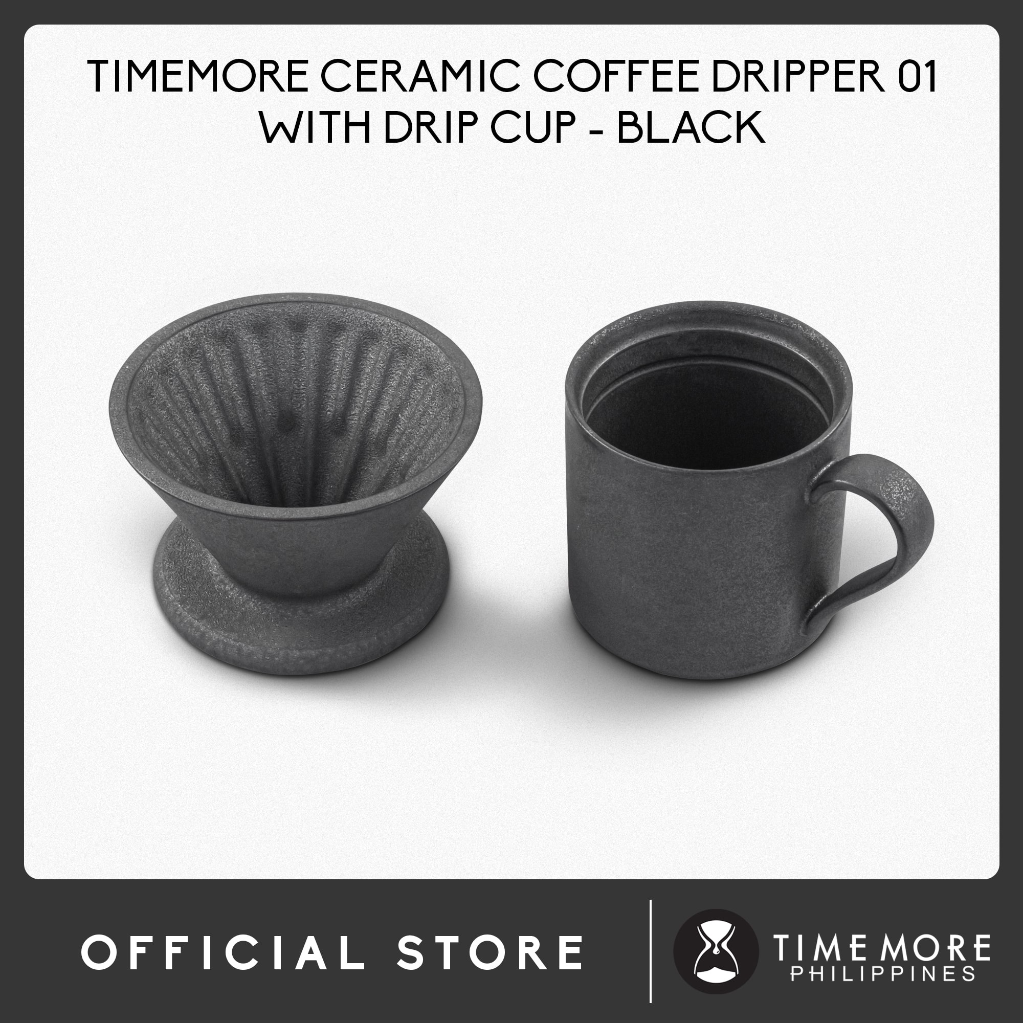 TIMEMORE Ceramic Coffee Dripper 01 with Drip Cup Black | Lazada PH