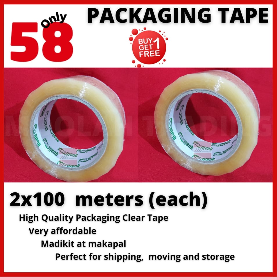 Moolah88 2x100 meter Packaging Tape Clear Tape ( BUY 1 TAKE 1 ) | Lazada PH