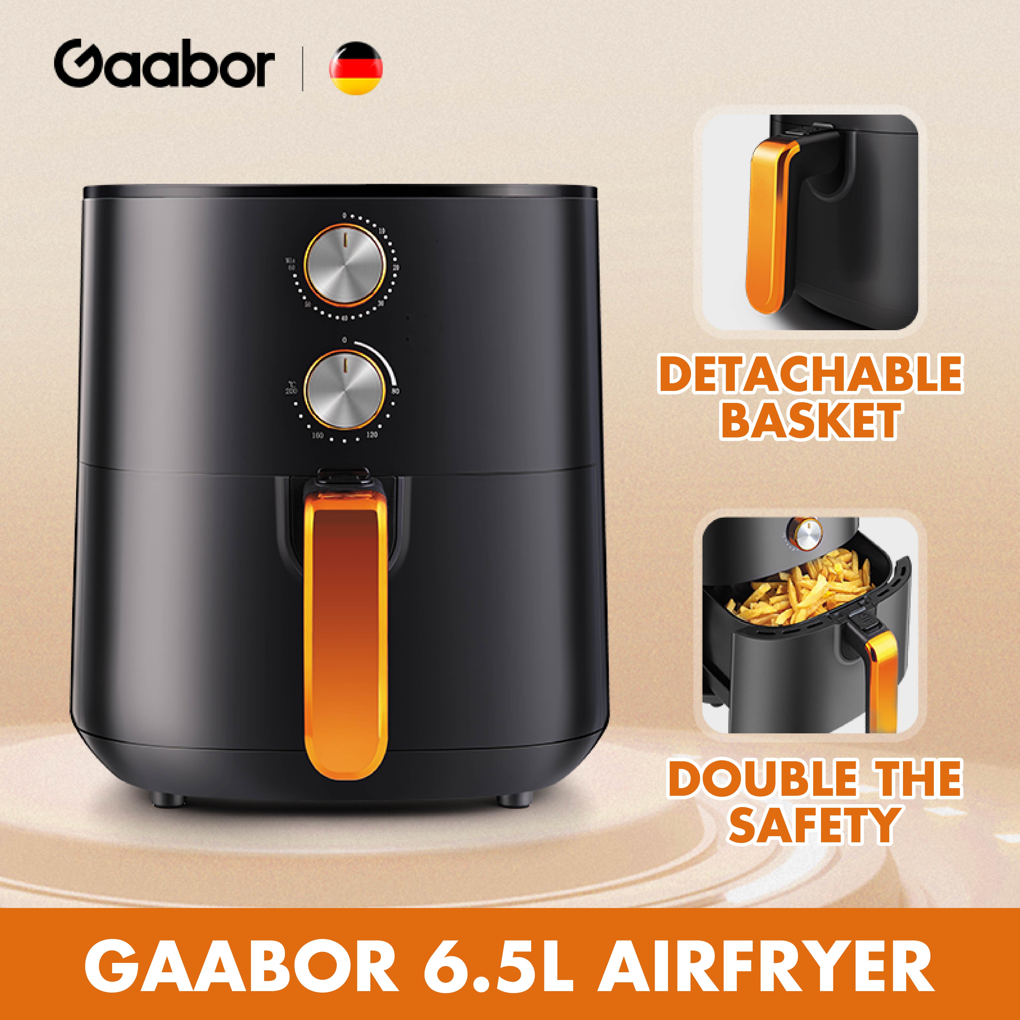 Gaabor Air Fryer, 6.5L Hot Oven Oilless Healthy Cooker, 8 Preset Menus ...