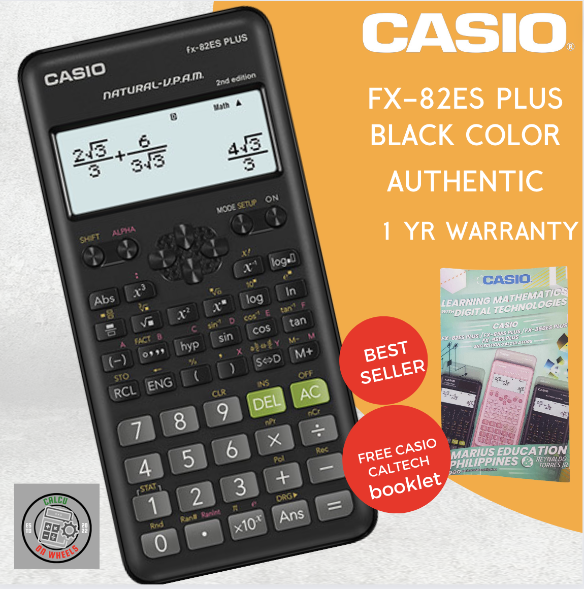 CASIO FX82ES PLUS BLACK SCIENTIFIC CALCULATOR WITH FREE CALTECH BOOKLET ...
