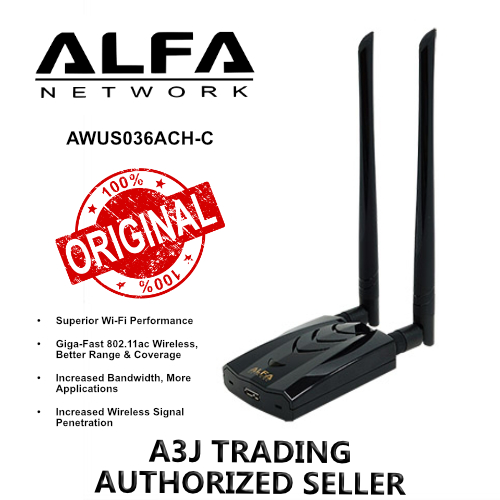 ALFA Wireless AWUS036ACH WiFi Dual-Band 2.4GHz or 5GHz Chipset RTL8812AU For Cyber Security ...