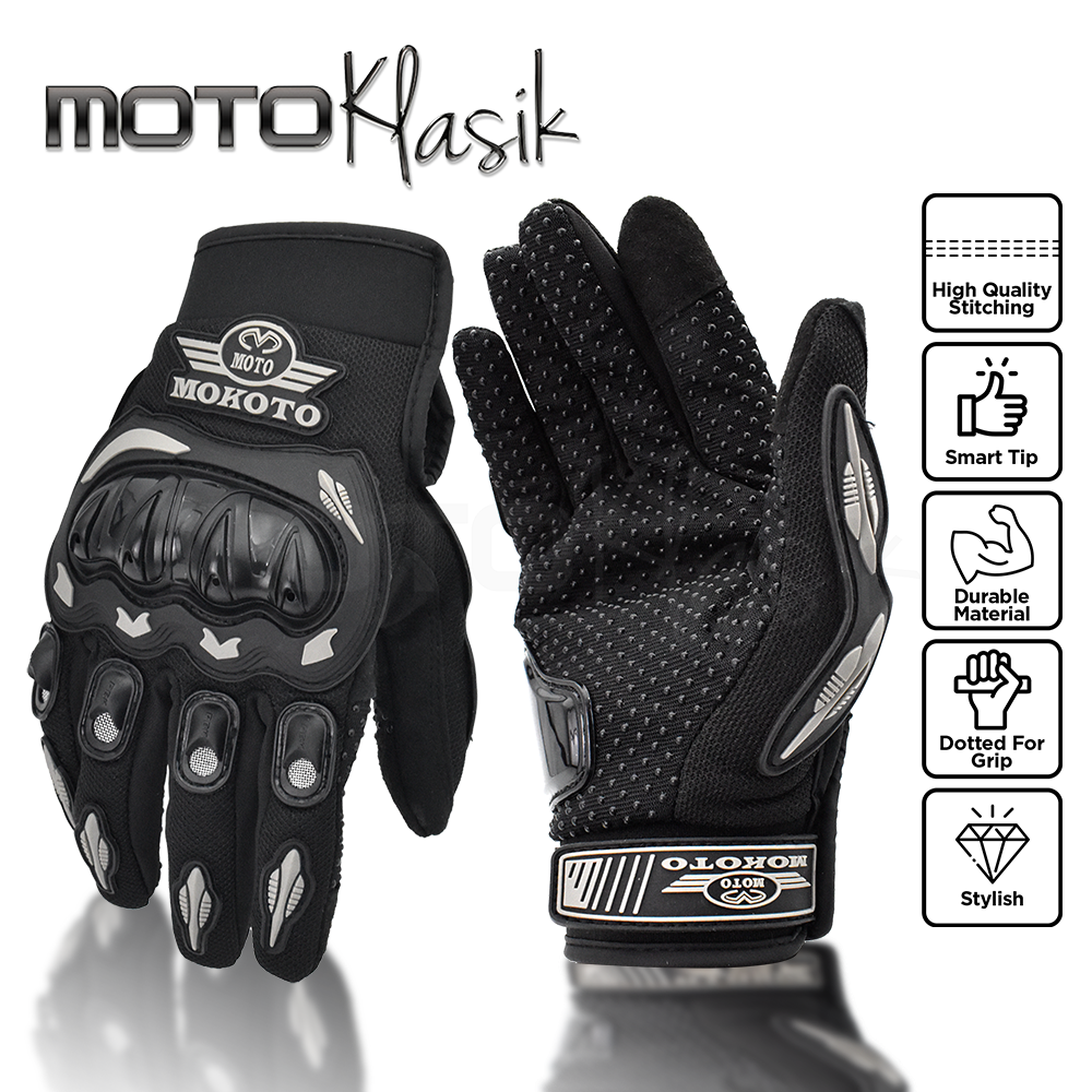 MOKOTO MOTORCYCLE RIDING FULL GLOVES V1 SMART TIP AND ANTI SLIP WITH ...