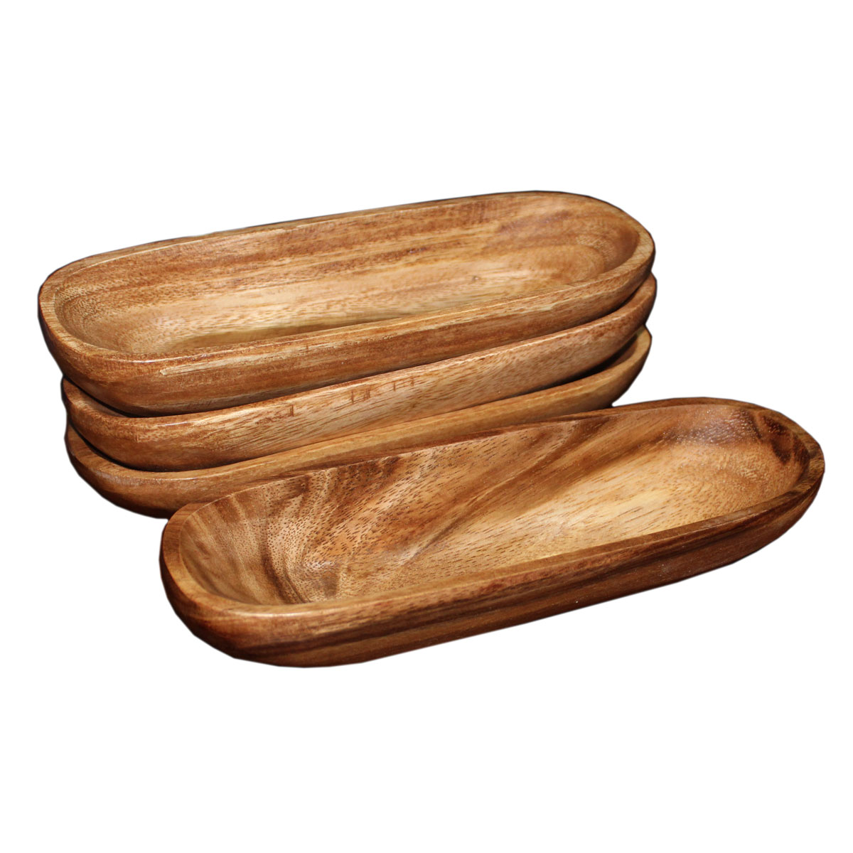 4 pcs Oval Wooden Picka Food Tray, Hotdog Tray, Spoon Tray 1.5x3x9 ...