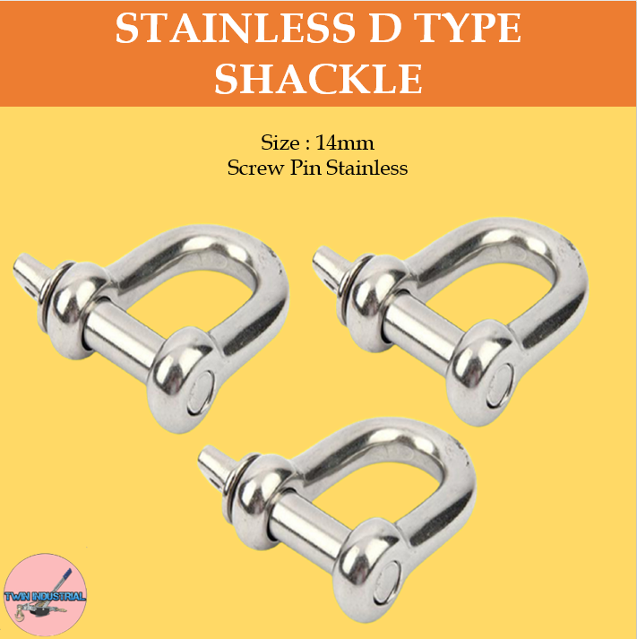 Twin Industrial 14mm-22mm 304 stainless steel D type shackle Screw Pin ...