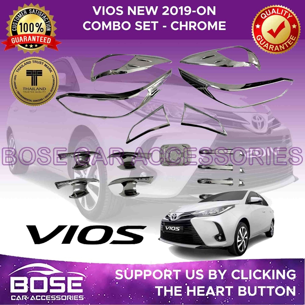 Toyota Vios Prime Garnish Cover Set Black / Chrome 2018 2019 2020 2021 ...