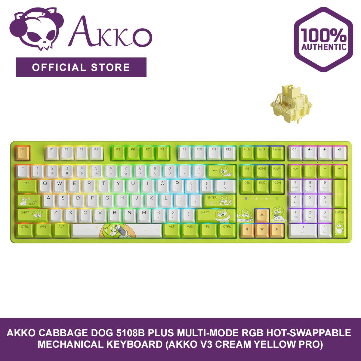 Akko Cabbage Dog 5108B Plus Multi-Mode RGB Hot-Swappable Mechanical ...