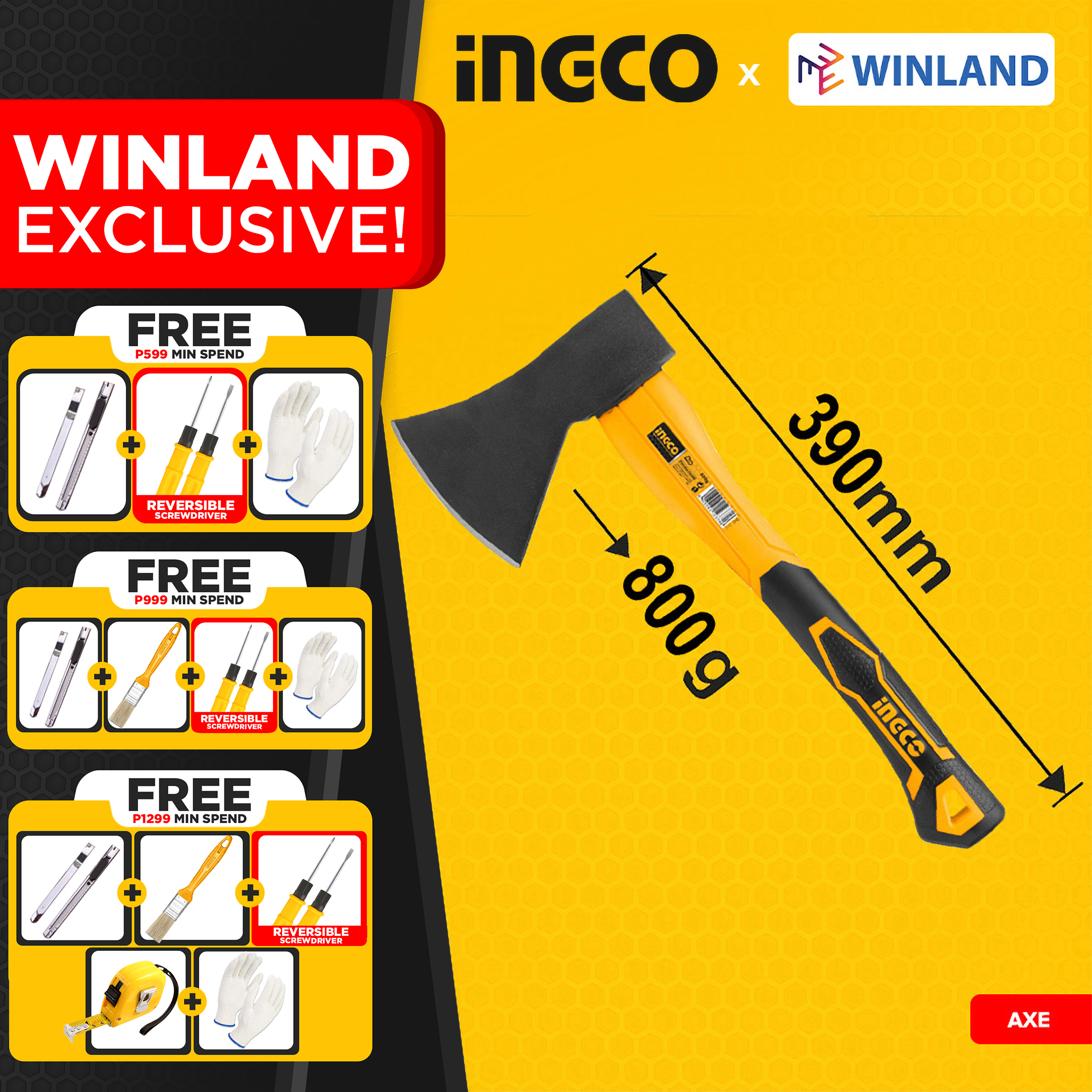 INGCO by Winland Fiberglass Axe 800g HAX0208008 | Lazada PH