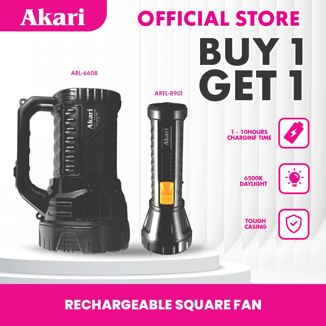 Akari Night Shadow LED Search Light (ARL-6608) + Akari LED Rechargeable ...