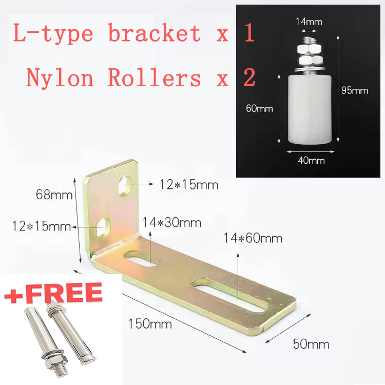 【With L Post Bracket】 1SET 80S Slide Gate Guide Roller Wheel with L ...