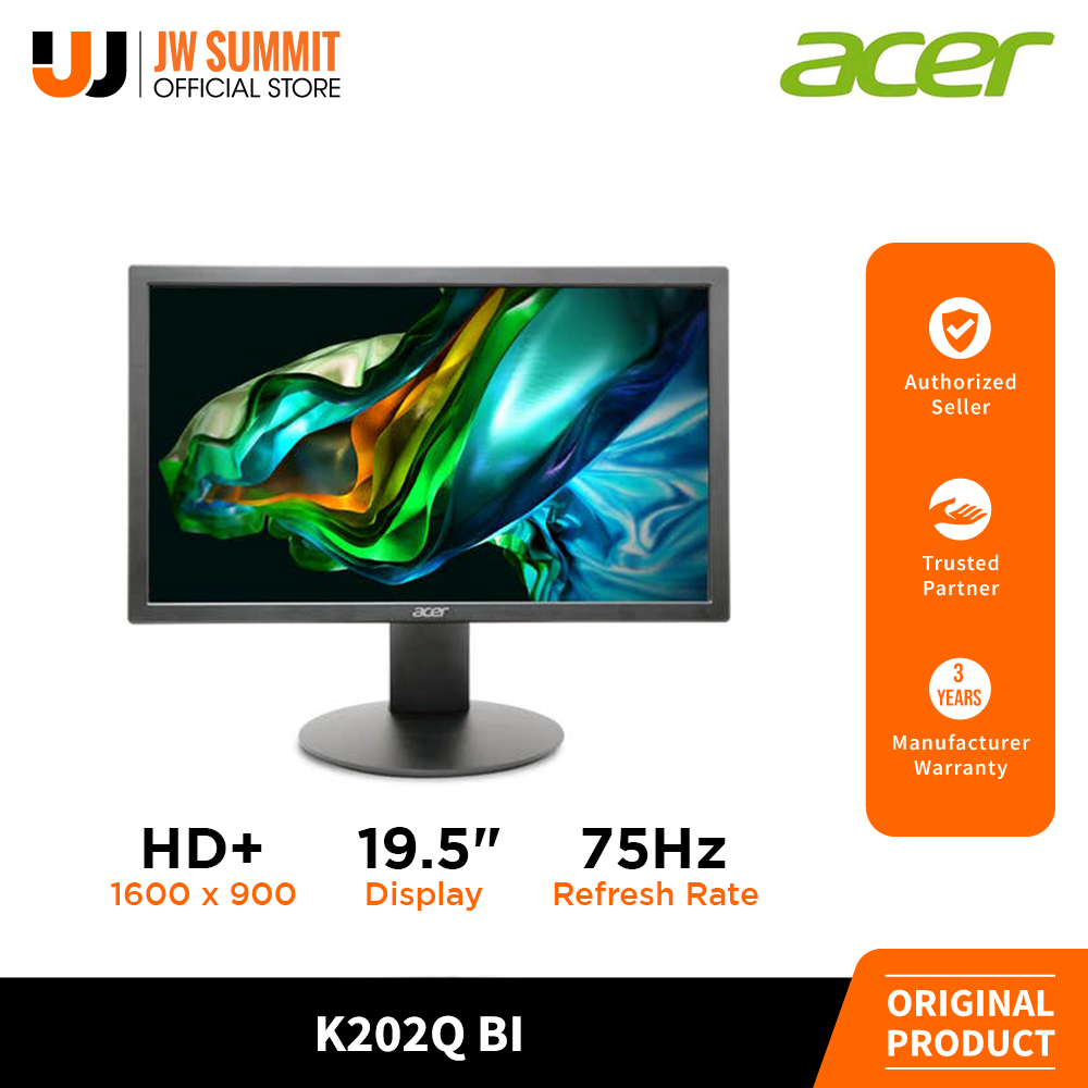 Acer K202Q BI 19.5" 1600 x 900 HD+ 75Hz 6ms TN Technology VGA + HDMI ...