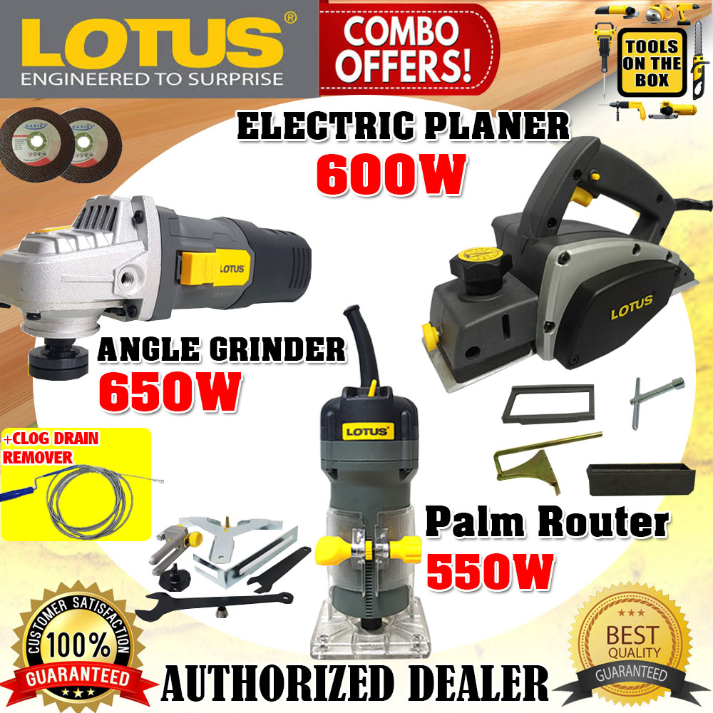 LOTUS Combo Pack 650W Grinder LAG115Z1/Electric Planer 600W LTPL600X ...