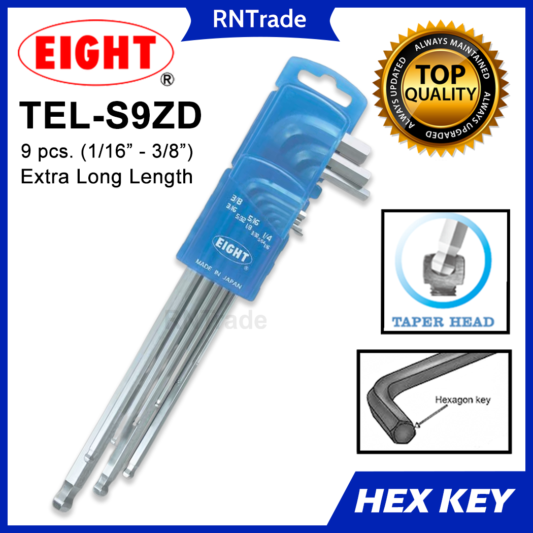 EIGHT Allen Wrench Hex Key Set TEL-S9ZD 9pcs (1/16 inches to 3/8 inches ...