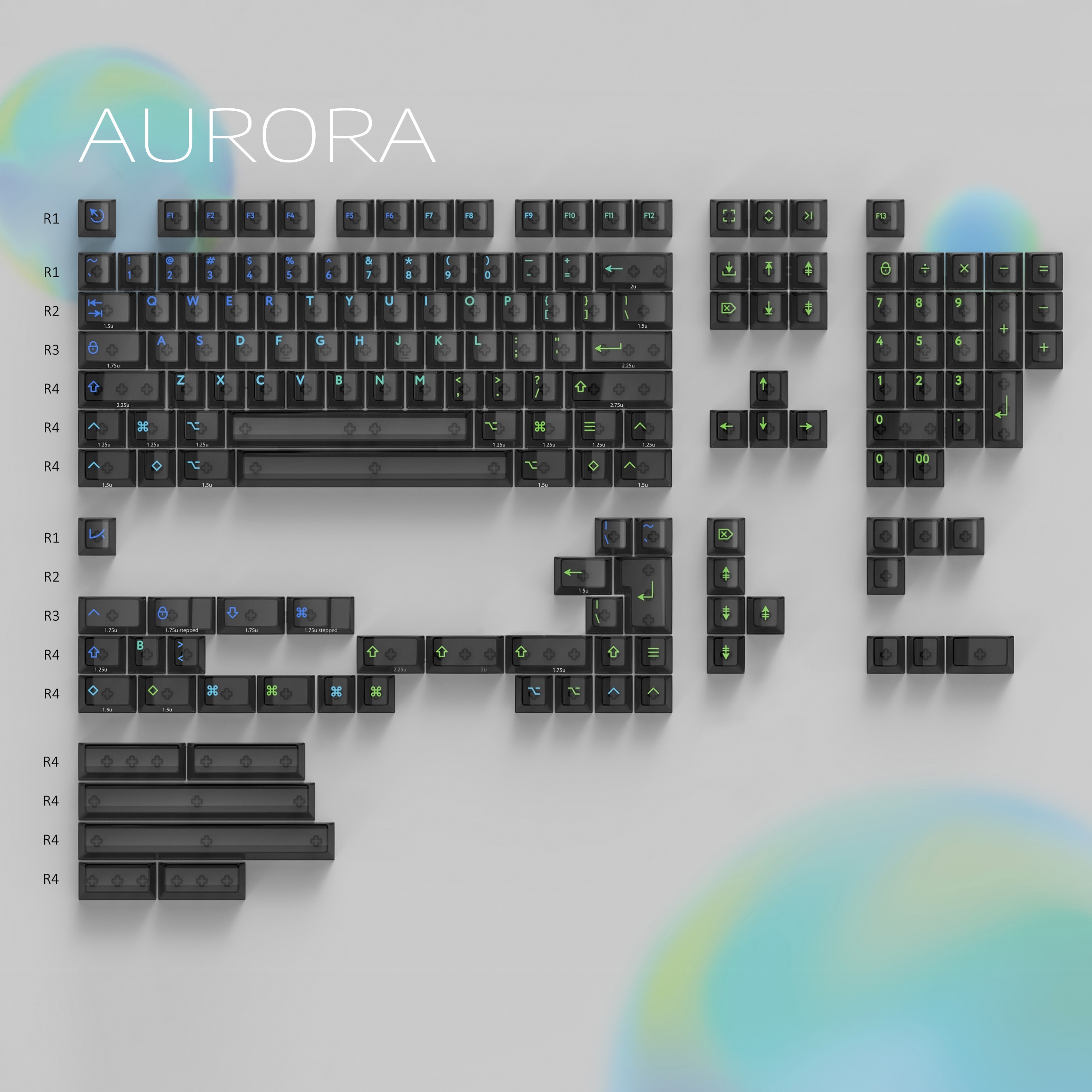 [B-Stock] Kbdfans Clear Aurora Keycaps Transparent PC ABS Keycaps ...