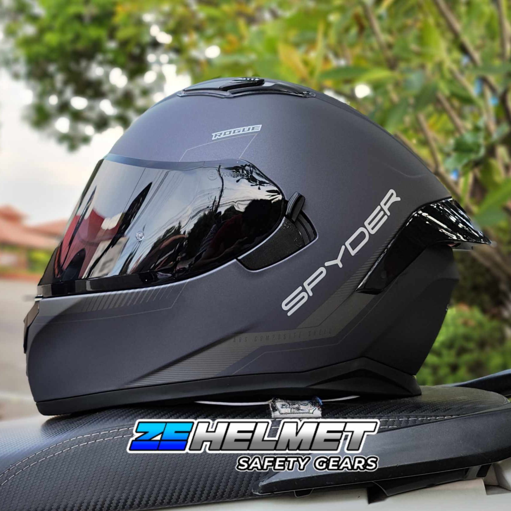 SPYDER ROGUE PD SOB (Matte Titanium) FULL FACE - DUAL VISOR (with FREE ...