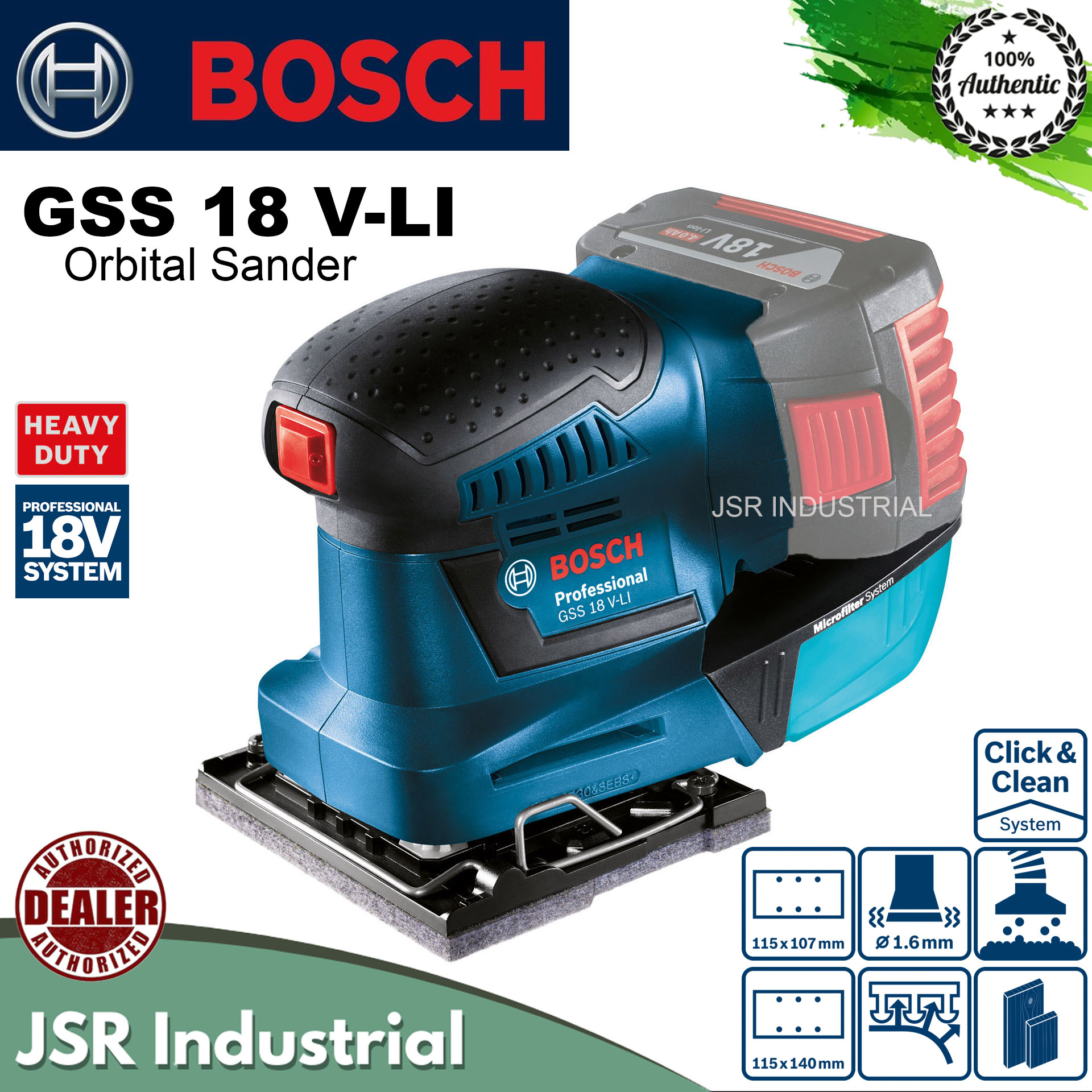 BOSCH GSS 18V-Li Cordless Orbital Sander (Solo Tool) [JSR | BCT ...