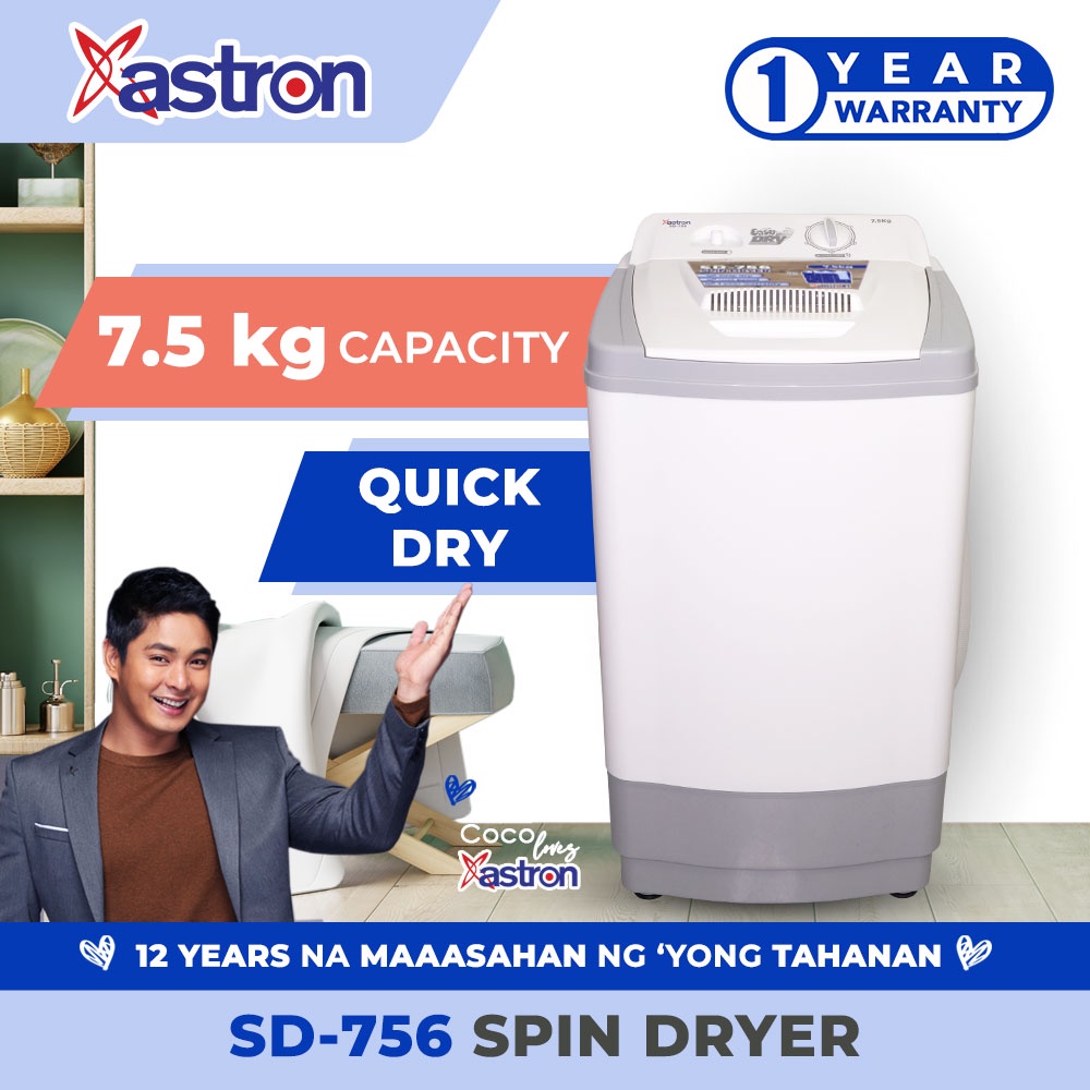 Astron SD-756 Spin Dryer (Gray) | 7.5 kg | Quick Dry | Rust Proof | Low ...