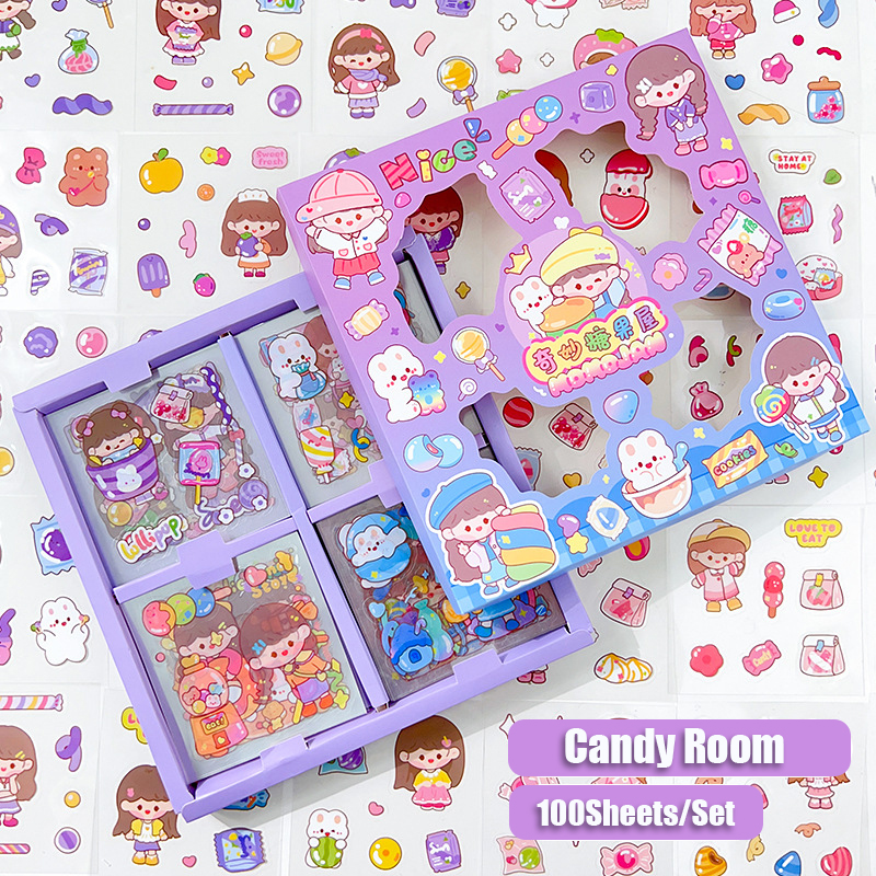 100Pcs Sticker Set Cartoon Cute Waterproof Sticker Cute Diary Stickers ...