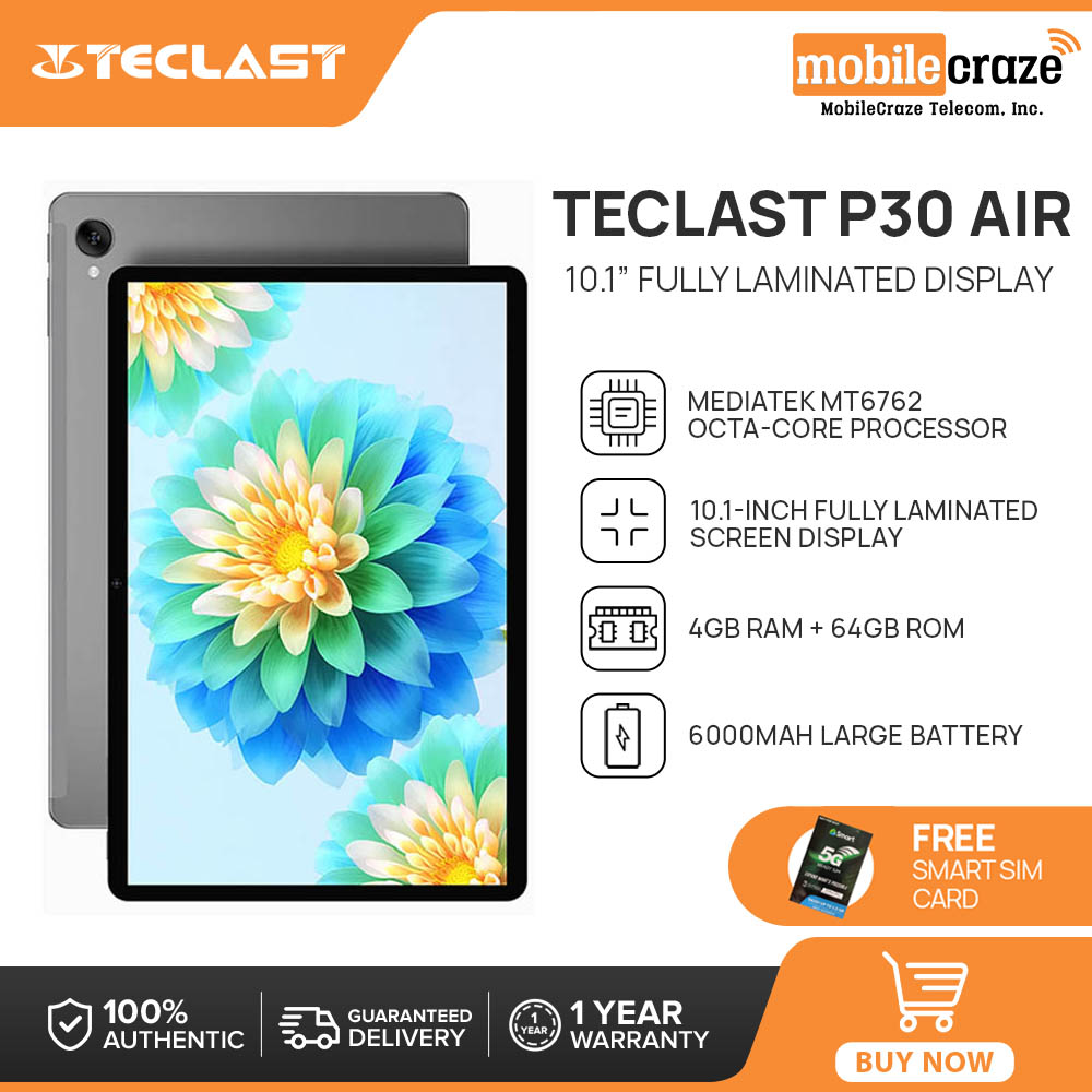 Teclast P30 Air Tablet | 4GB RAM+64GB ROM | Mediatek MT6762 | 10.1” FHD ...
