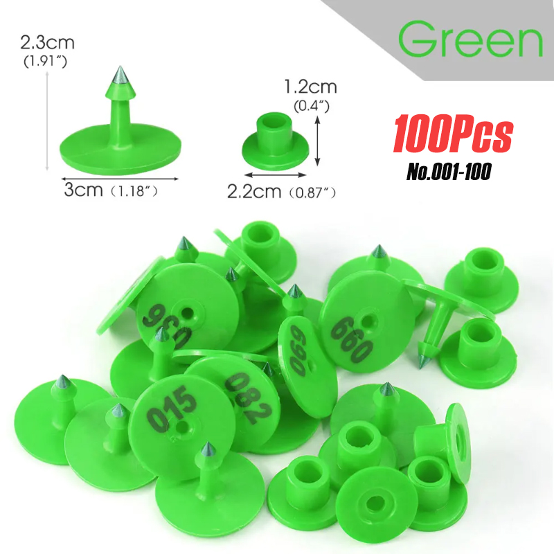 ACTIVIM Livestock Animal Ear Tag Set 100Pcs Goat Ear Tags + Animal Ear ...