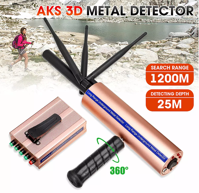 AKS 3D 1200m Metal Detector Detective Long Range Gold Treasure Digger ...