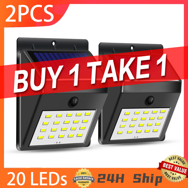 2PCS 20/100LED PIR Wireless Exterior Solar Security Solar Garden Led ...