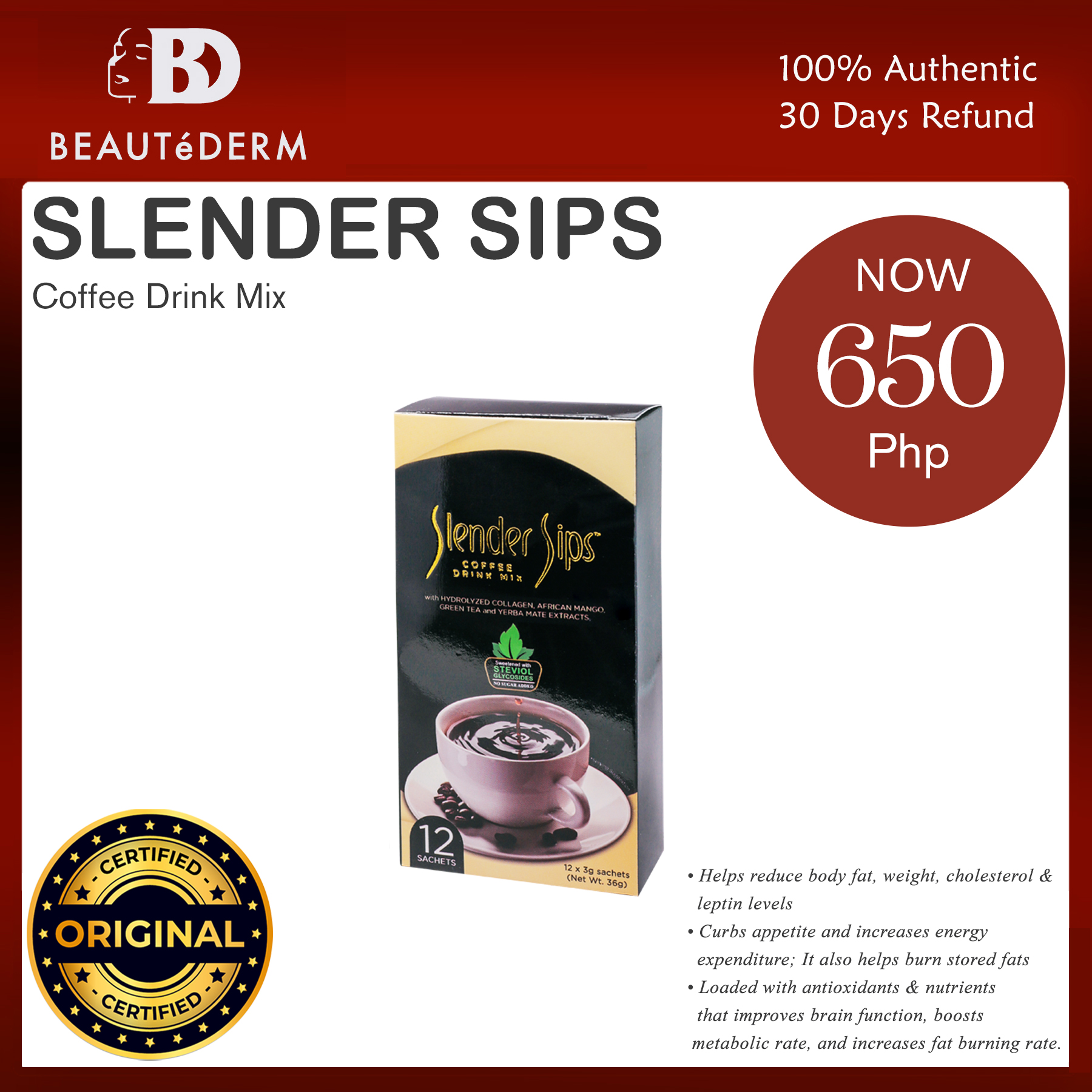 Beautederm Slender Sips Coffee | Lazada PH