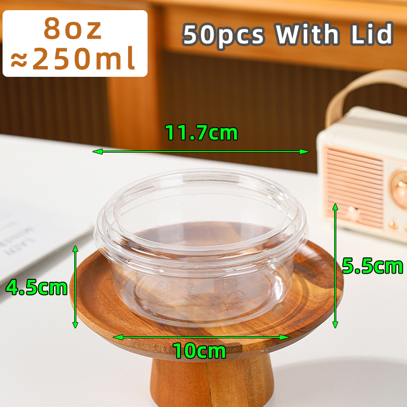 【50Pcs】 Food-Grade PET Transparent Oval Food Container Plastic Packging ...