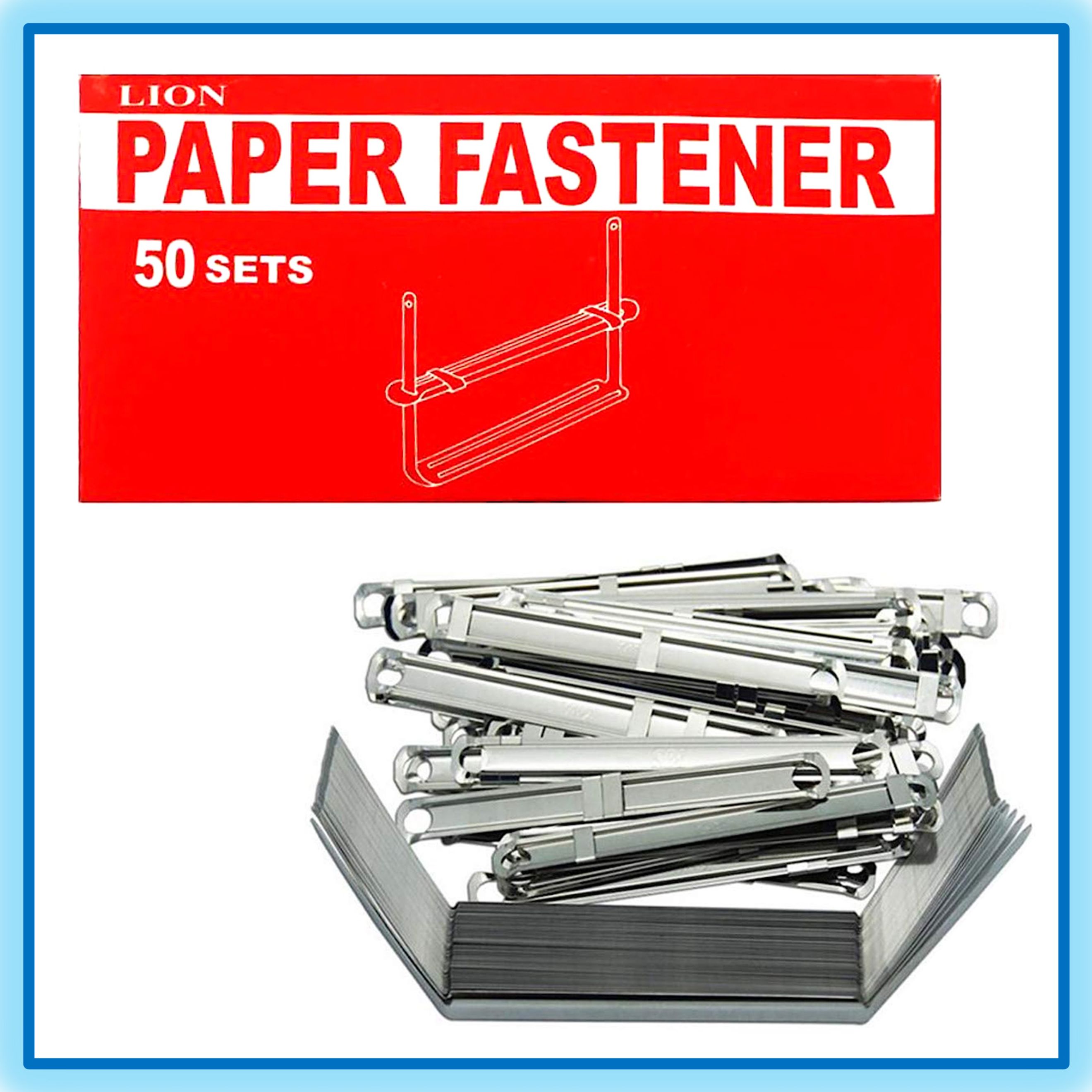Lion Files Metal Paper Fastener 2 inches - 50 sets (1 BOX of Fasteners ...