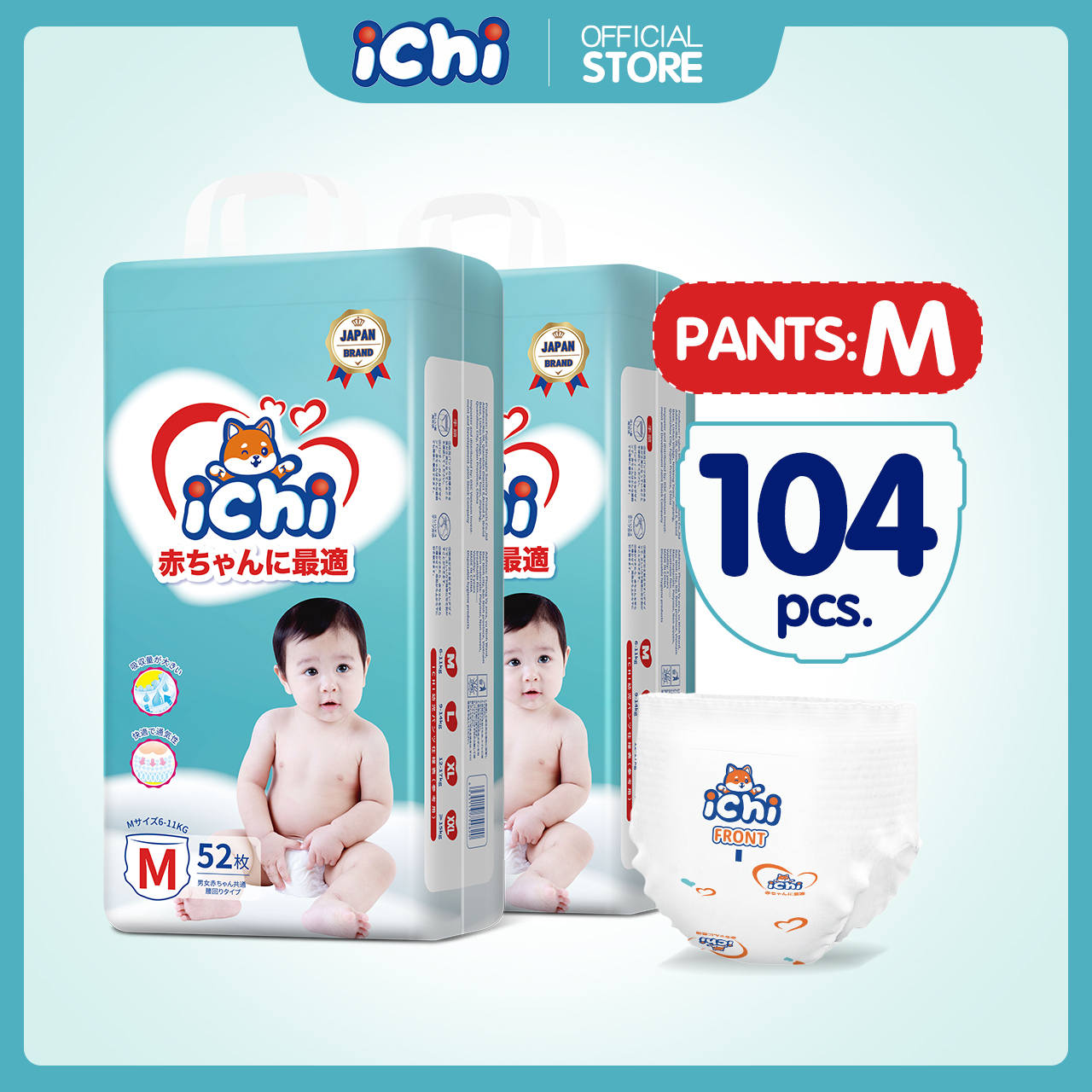 ICHI Pull-up Pants Baby diapers All size 104pcs/pk Bundle Pack Large Size Medium XL XXL XXXL ...