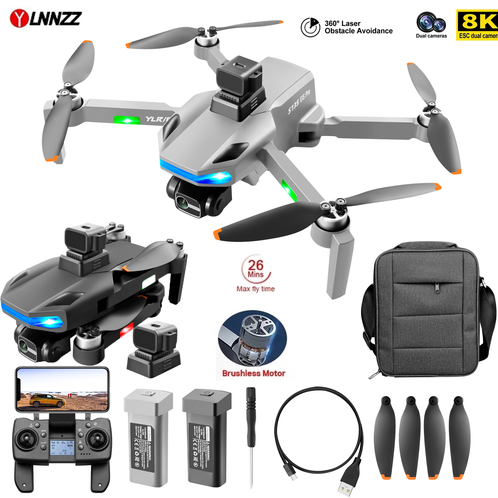 2022 New S135 8K Professional Camera Drone With 3-Axis Gimbal Aerial ...