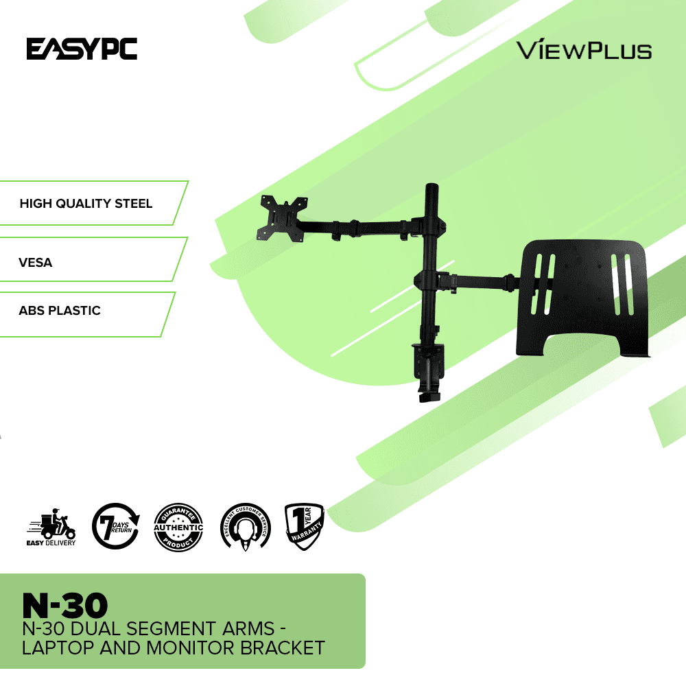 EasyPC | ViewPlus N-30 Dual Segment Arms - Laptop and Monitor Bracket ...